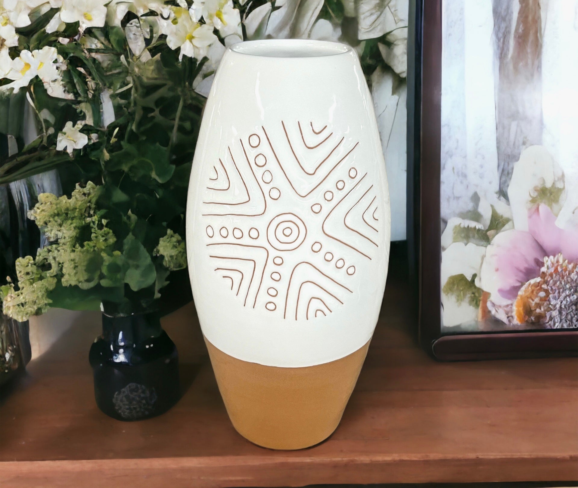 Vaso 3 L Linea Mandras con Pintadera in ceramica sarda – Terra Sarda ...